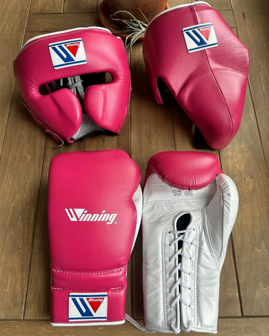 Personalized Winning Pink/Silver Boxing set | winning Headguard and Gr ...