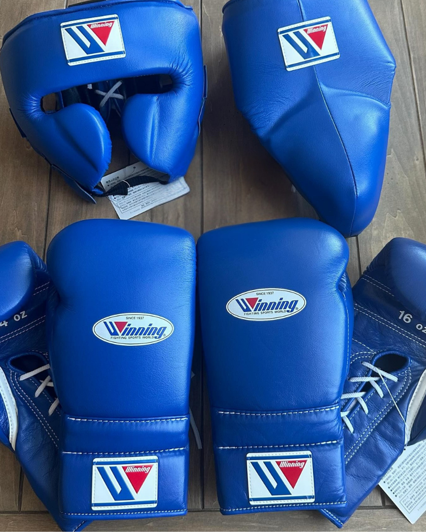 Winning Blue Boxing set | Personalized winning Headguard and Groinguar ...