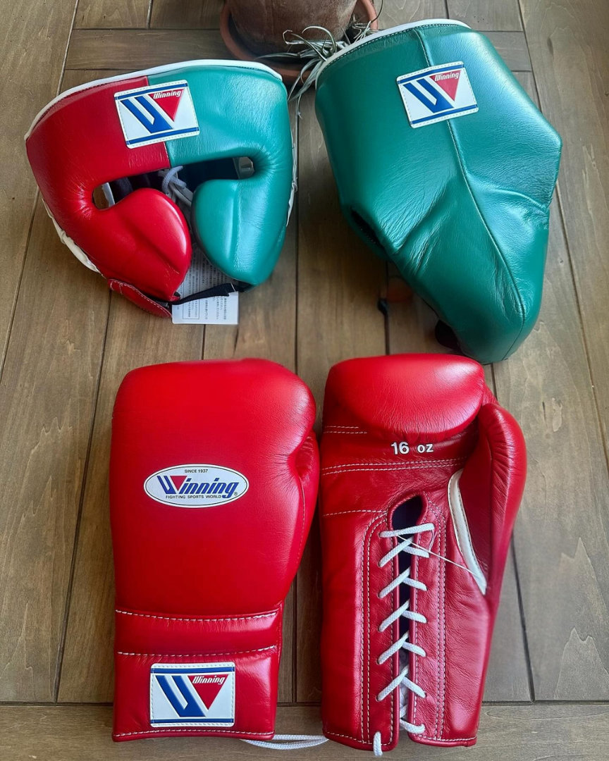 Personalized Winning Green/Red Boxing set | winning Headguard and Groi ...