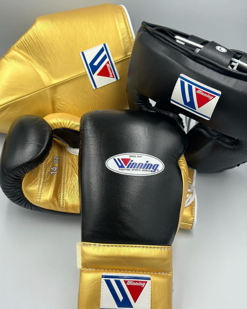 Winning Black /Gold Boxing set | Personalized winning Headguard and Gr ...
