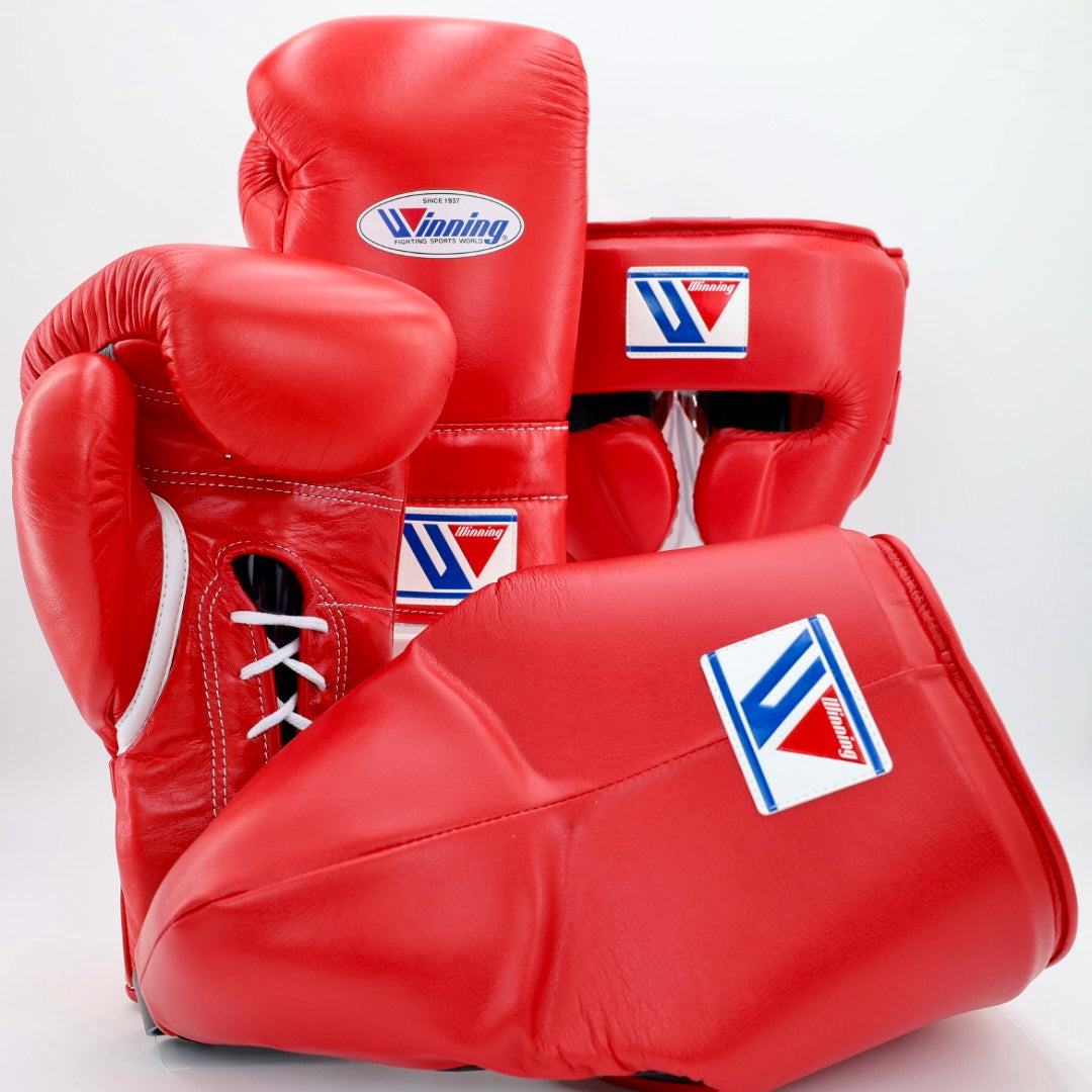 Customizable Winning Red Boxing set | winning Head guard and Groin gua ...