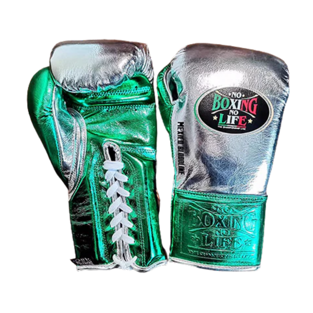 No boxing no life Silver/Green boxing gloves 4-24oz , professional sof ...