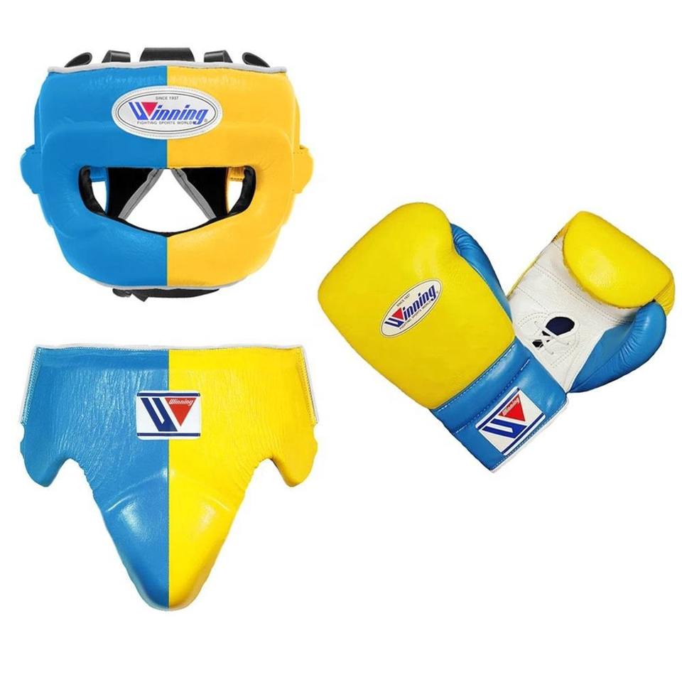 Customizable Winning Yellow/Blue Boxing set | winning Headguard and Gr ...