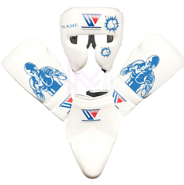 Winning White Boxing Gloves set | Customizable winning Head guard and ...