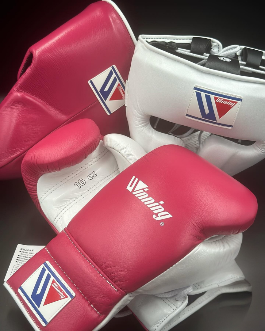 Customizable Winning Pink/White Boxing set | winning Headguard and Gro ...