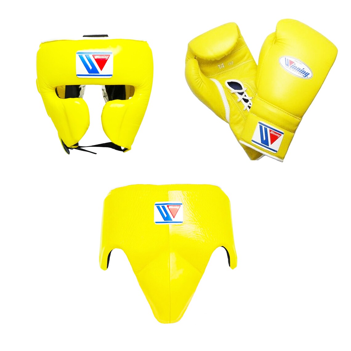 Customizable Winning Yellow Boxing set | winning Headguard and Groingu ...