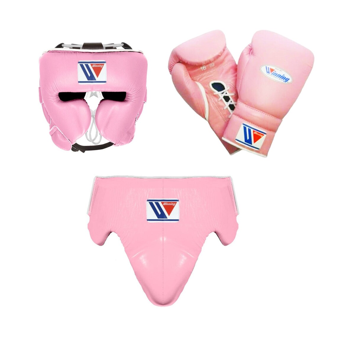 Customizable Winning Pink Boxing set | winning Headguard and Groinguar ...