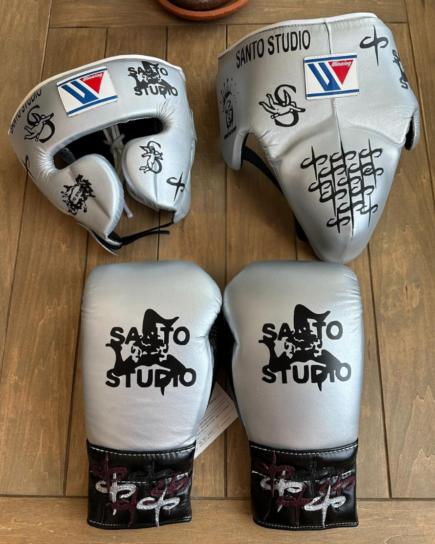 Winning Silver Boxing Gloves set | Customizable winning Head guard and ...