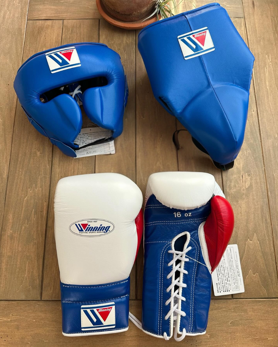 Personalized Winning Blue/White Boxing set | winning Head guard and Gr ...