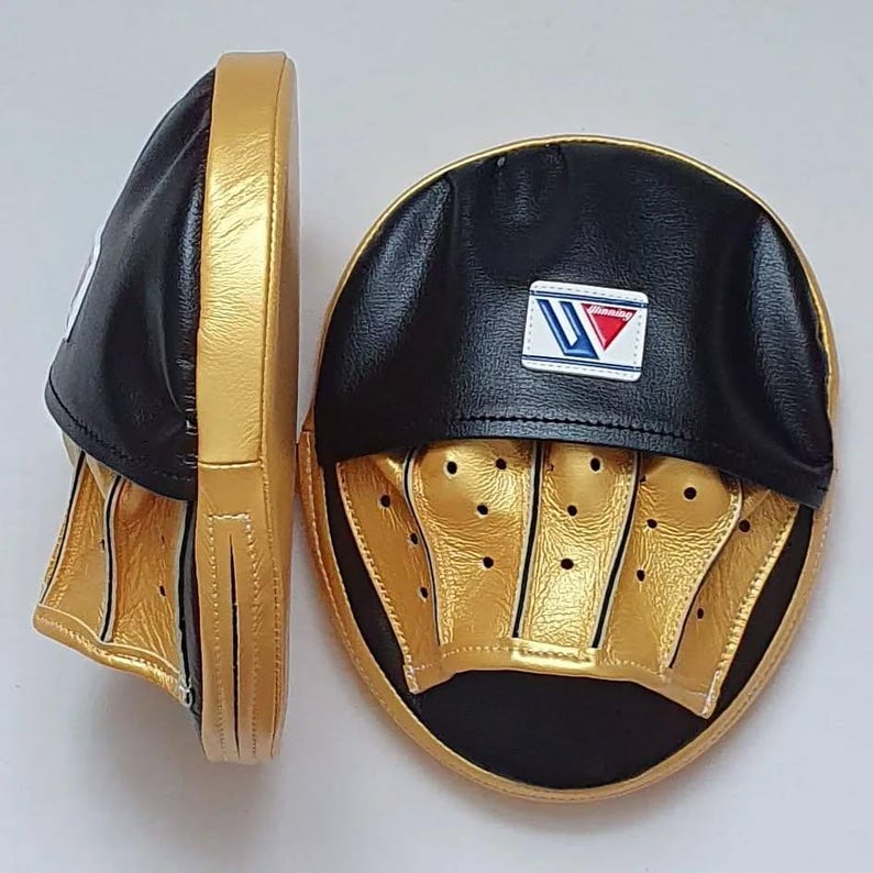 Winning Black/Gold Punching Mitts for Sparring & Pad Work | Boxing Foc ...